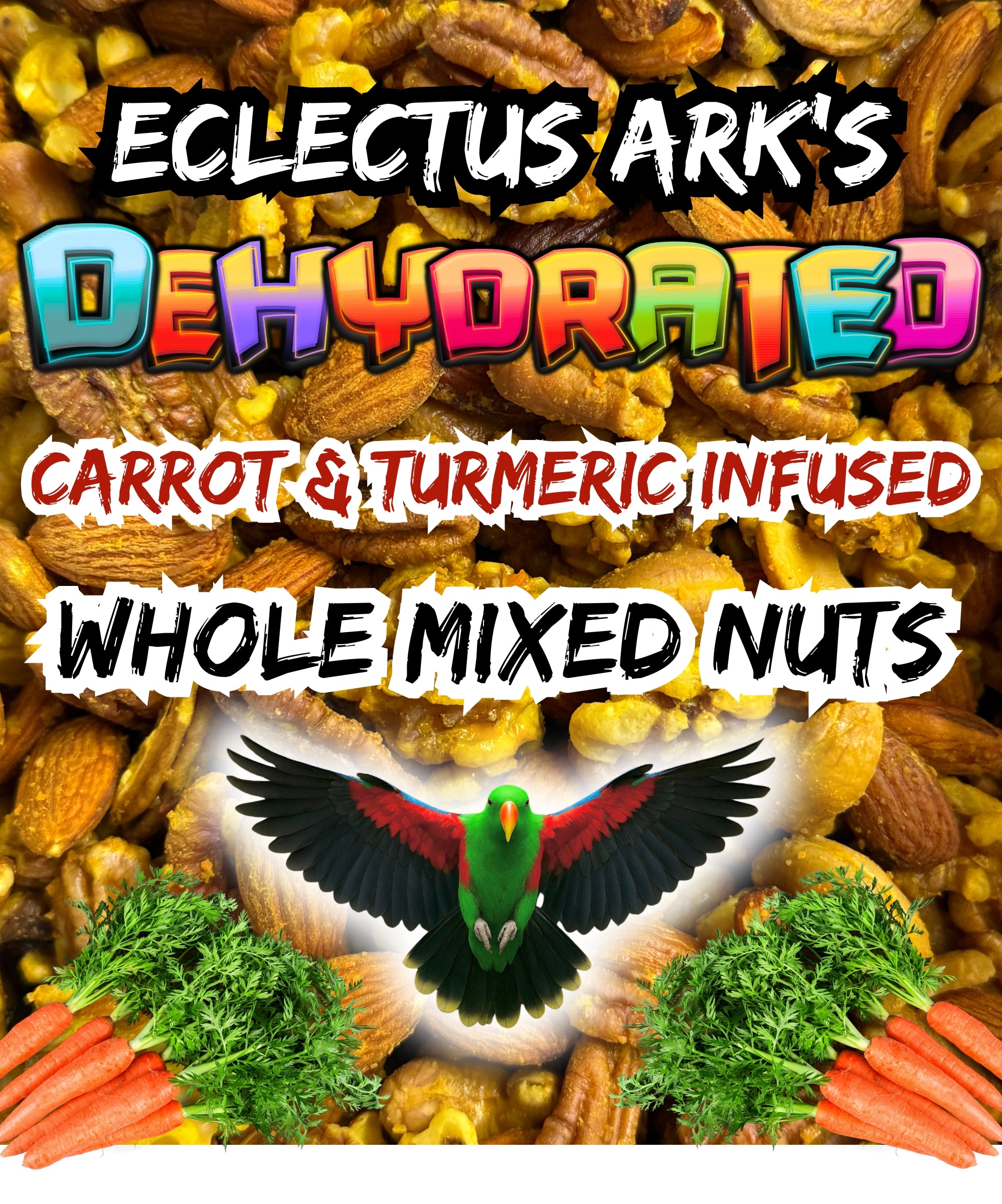 Carrot & Turmeric Infused Whole Mixed Nuts | Eclectus Ark Parrot Treat