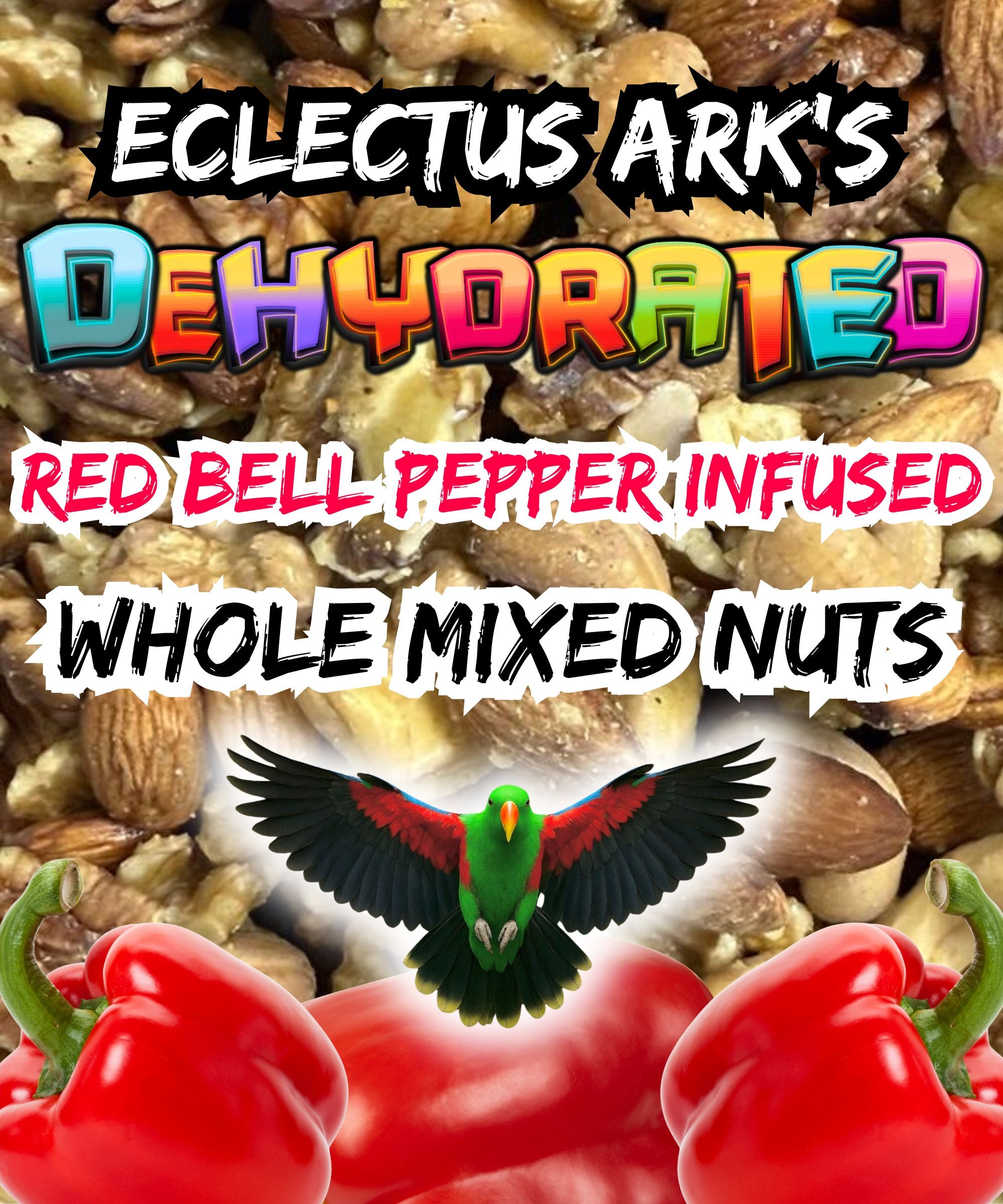 Red Bell Pepper Infused Whole Mixed Nuts | Eclectus Ark Parrot Treats